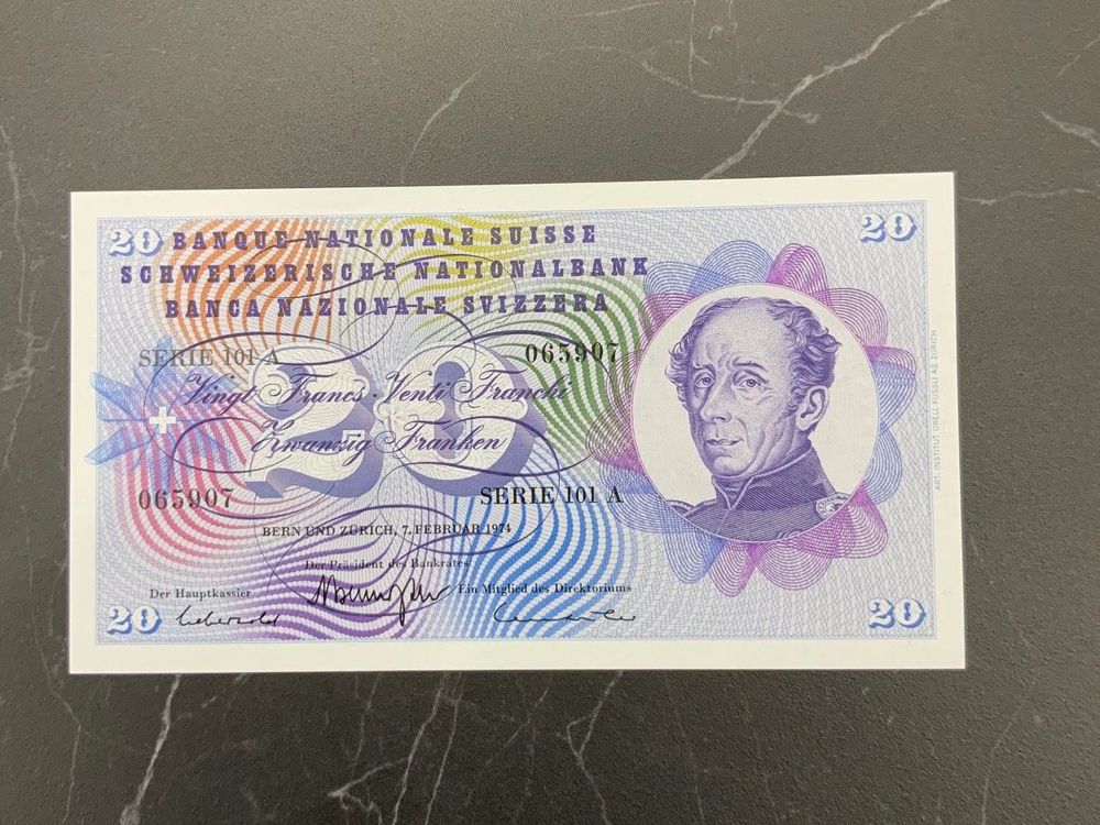 Banknote CHF 20 (1974) bankfrisch (Neu (gemäss Beschreibung)) in ...