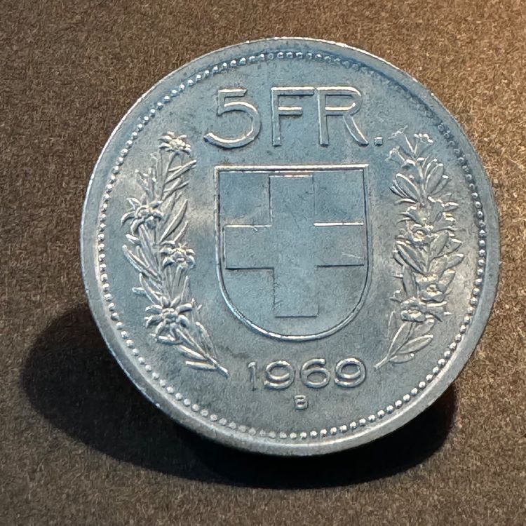 5 Franken Silber 1969 Fünfliber Münze (Gebraucht) in Niederrohrdorf für CHF 10 – mit Lieferung ...