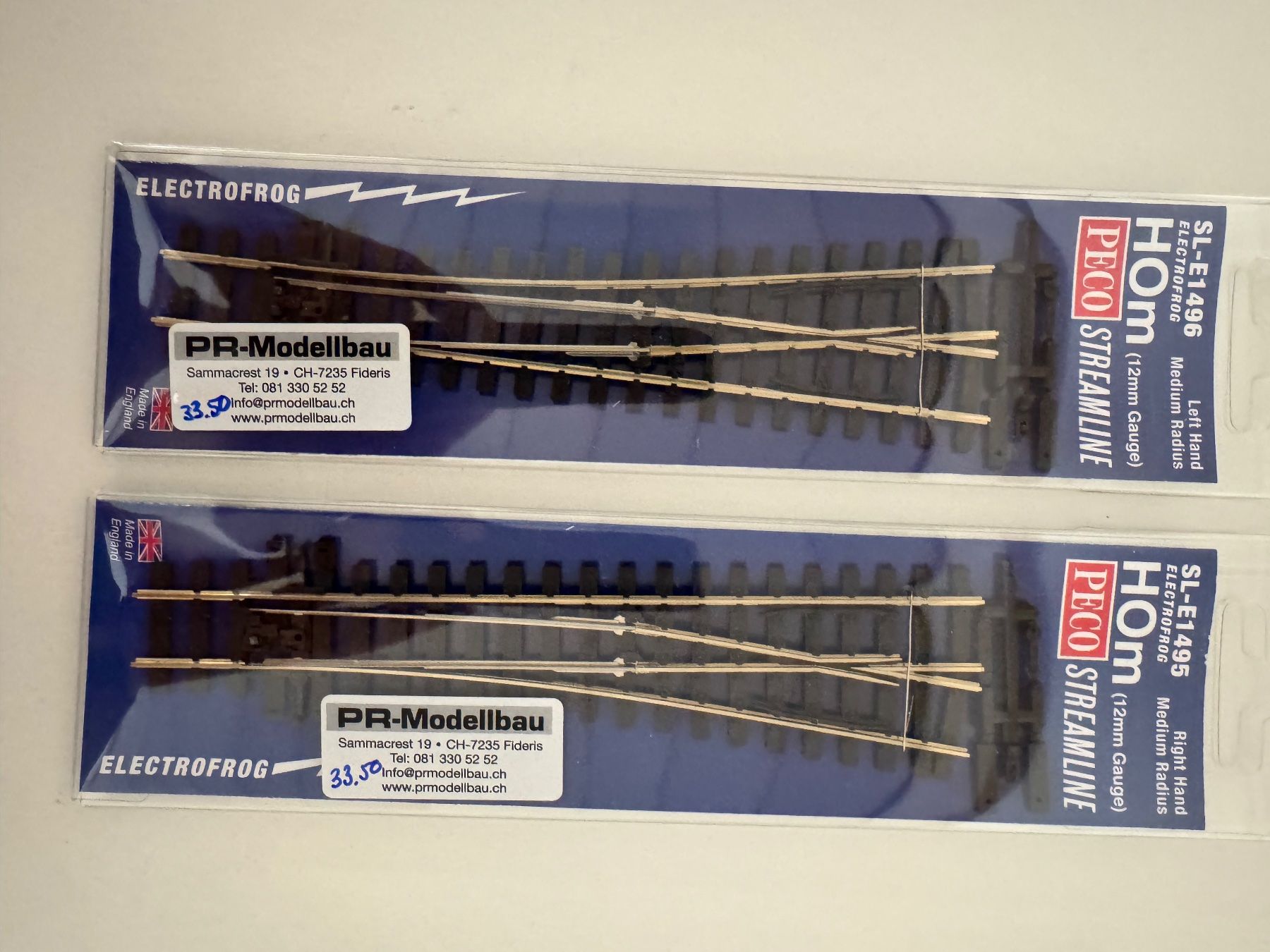 Peco H0m/TT 1 Paar Weichen Streamline 1x links 1x rechts (Neu (gemäss ...