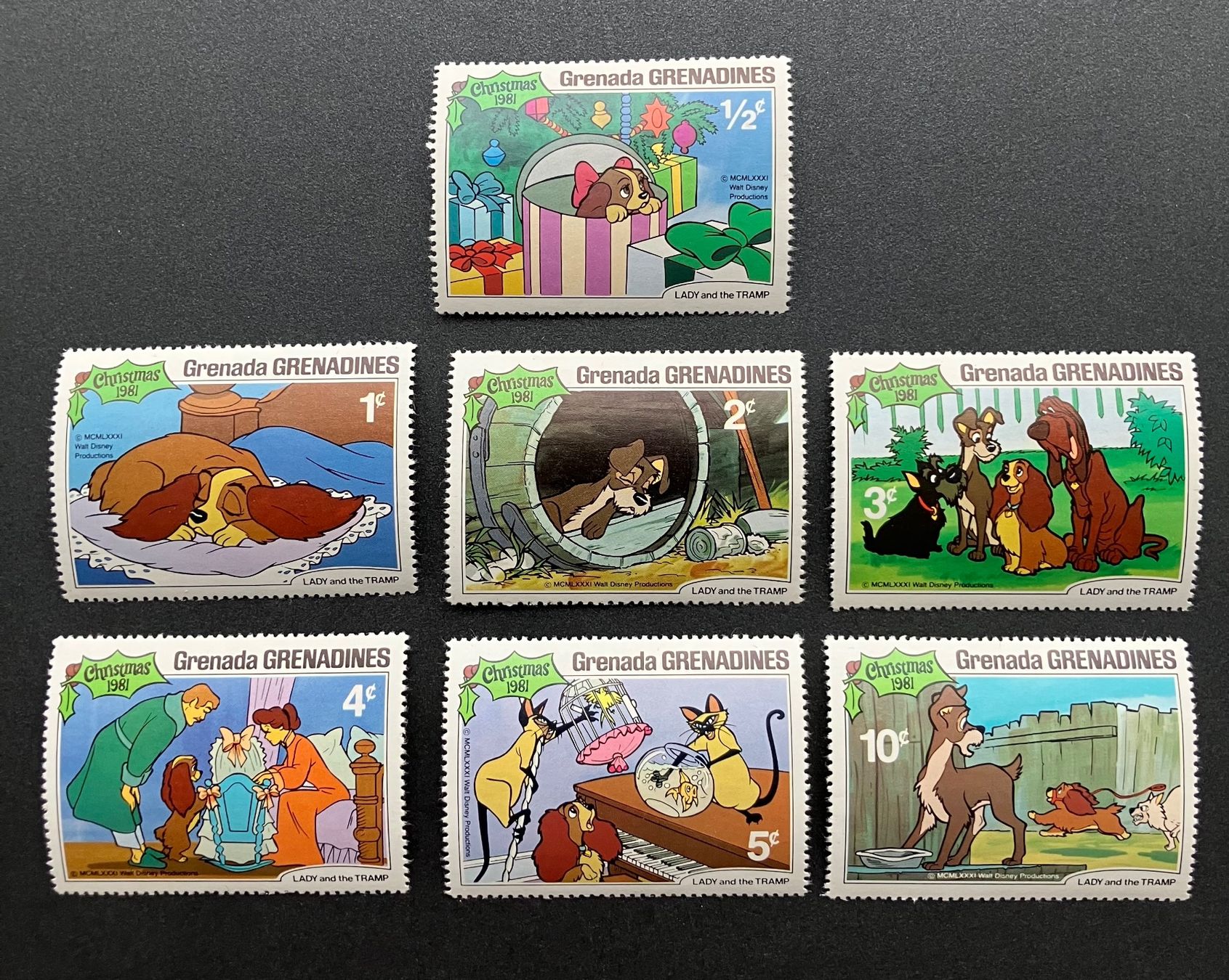 Disney Briefmarken Lady and the Tramp Grenadines 1981 (Neu (gemäss ...