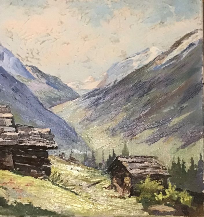 Berglandschaft Gemälde Unleserlich Signiert | Kaufen auf Ricardo