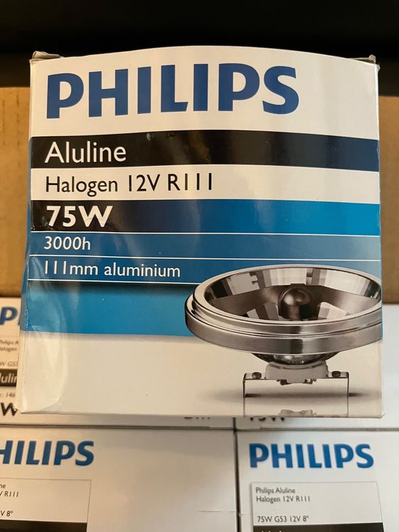 7Stück, PHILIPS Aluline Halogen 12V RIII 75W G53 3000h, (Neu und ...