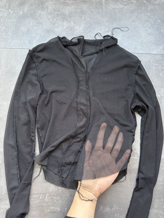 Distressed Black Mesh see through long Sleeve - Netz Top (Gebraucht) in ...