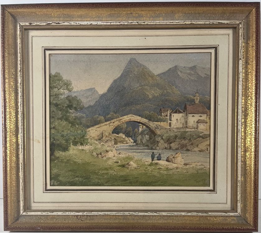 Henry John Terry (1818-1880) Aquarell mit 2 Fischer (Gebraucht) in Root ...