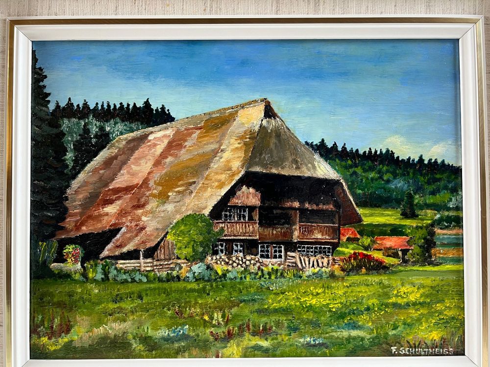 F. Schultheiss Schwarzwälder Bauernhaus Gemälde Signiert. | Kaufen auf Ricardo