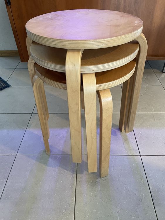 3er Set Design Hocker Frosta IKEA (Stil Alvar Aalto/Artek) (Gebraucht) in Basel für CHF 165 ...