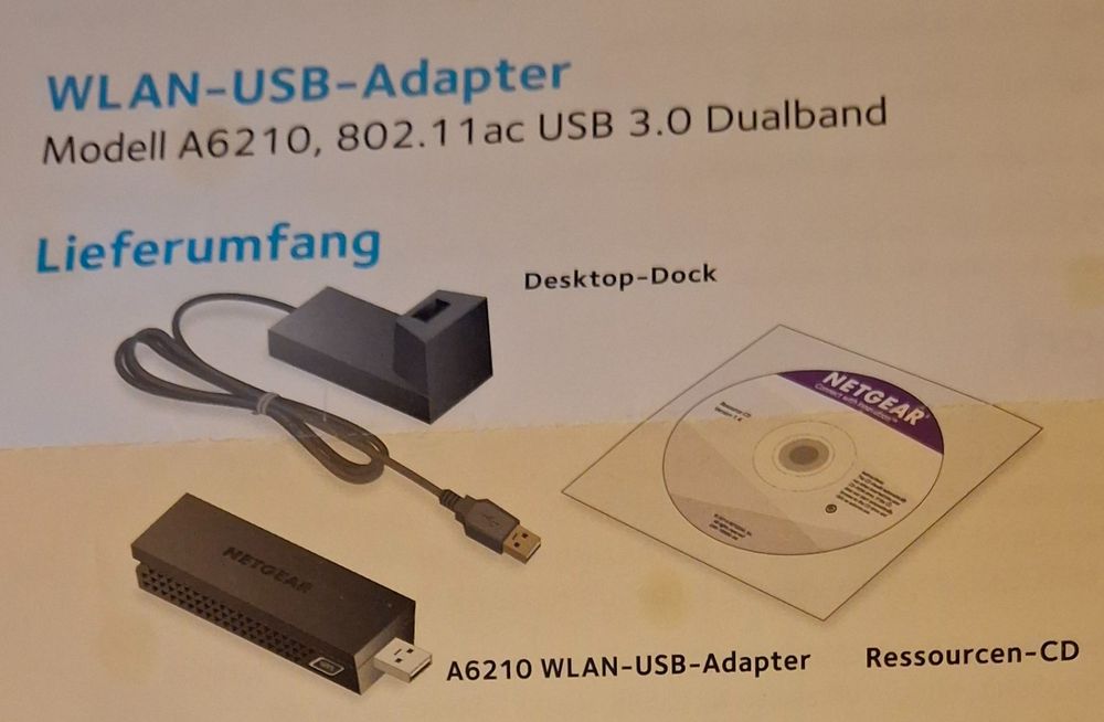 NETGEAR WLAN-USB-Adapter A6210 mit Dock, neu ovp (Neu und ...