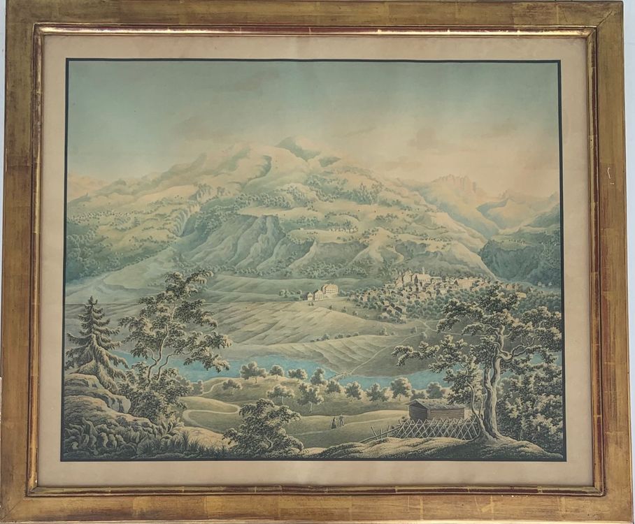 Antike Aquarelle Berglandschaft | Kaufen auf Ricardo