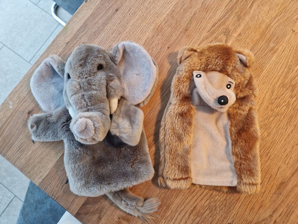K..147 R) 2 hochwertigi aus Plüsch Handfigur Wolf Elefant (Gebraucht) in Wil SG für CHF 11.2 ...