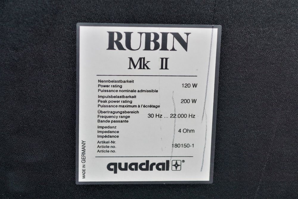 Quadral Rubin MK II, 4-Wege Baßreflex Standlautsprecher (Gebraucht) in ...