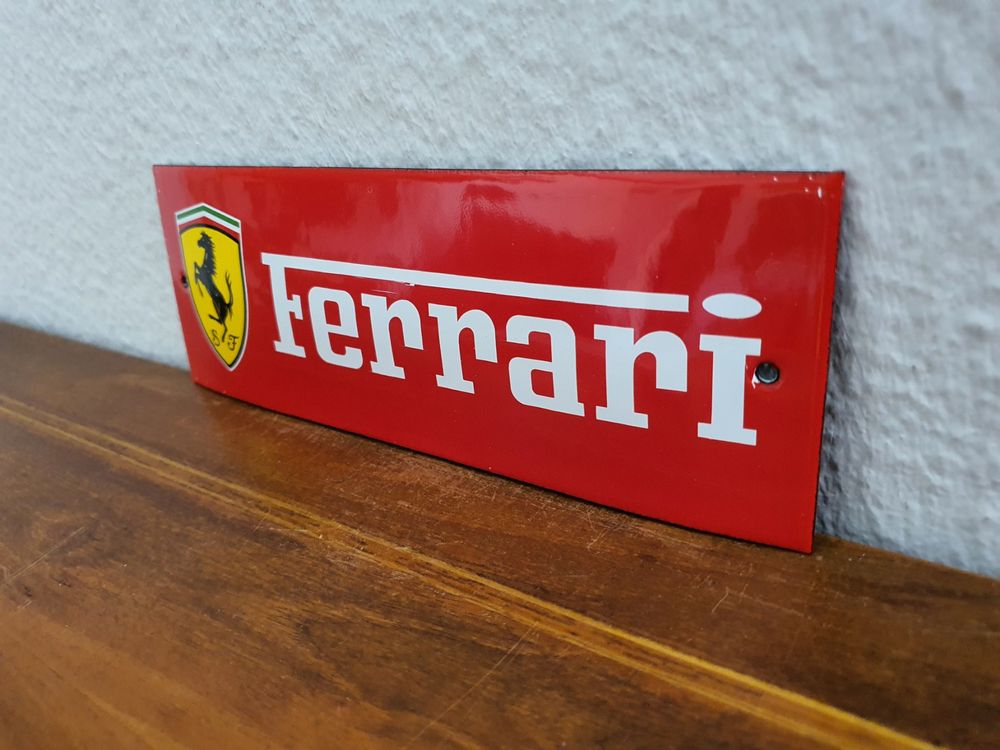 Emailschild Ferrari Italy Logo Emaille Schild Reklame Retro (Neu ...