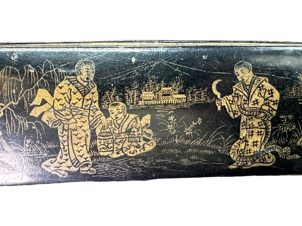 Plumier Napoleon III carton bouilli laqué scène japonisante (D'occasion ...