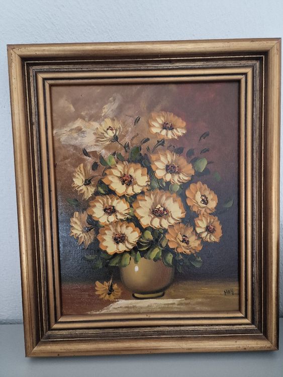 Blumenstillleben, Ölgemälde, gerahmt, signiert (Gebraucht) in Tuggen für CHF 50 – nur Abholung ...