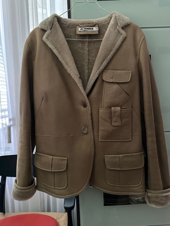 Jil Sander Lammfelljacke Gr. 38 Braun Shearling Lederjacke (Neu (gemäss ...