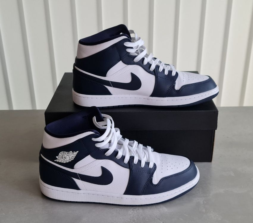 Nike Air Jordan 1 Mid weiß Obsidian (dunkelblau), Gr. 10.5 | Kaufen auf ...