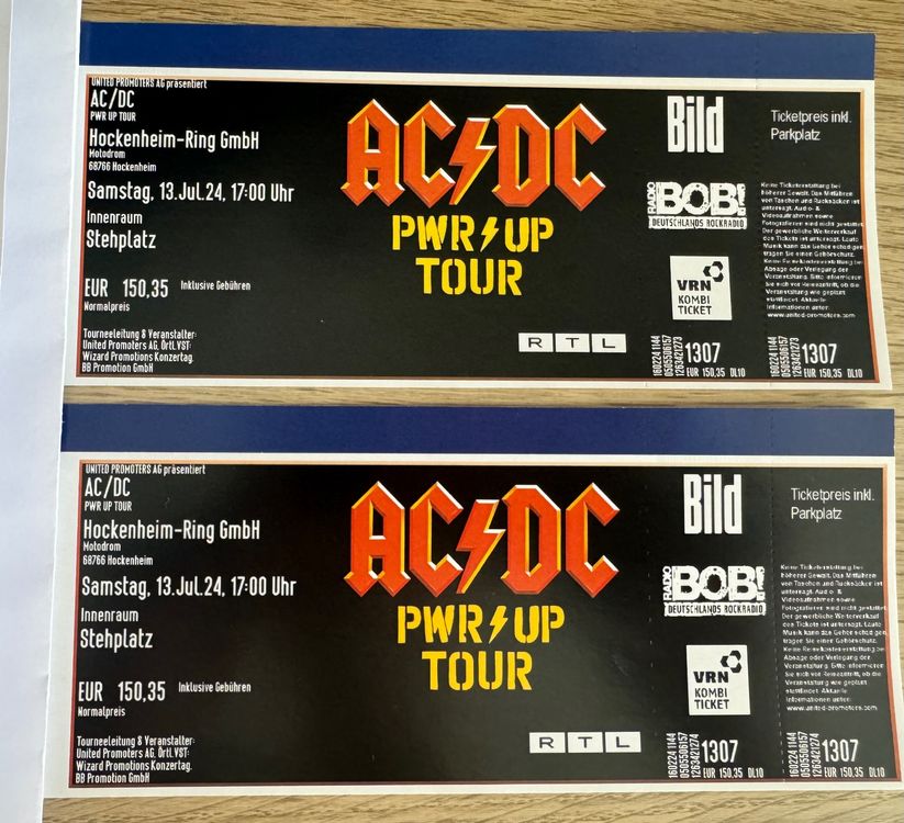 2x Tickets für AC/DC am Hockenheimring am 13.07.2024 | Kaufen auf Ricardo