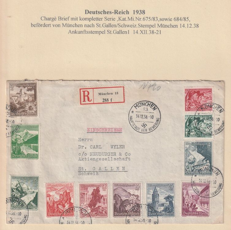 Deutsches-Reich-1938 Winterhilfswerk-Brief per Einschreiben | Kaufen auf Ricardo