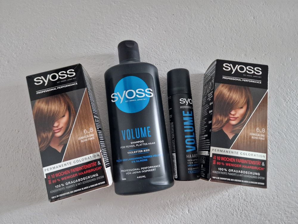 Syoss Haarfarbe 6.8 Dunkelblond + Volumen Shampoo & Spray (Neu und originalverpackt) in ...