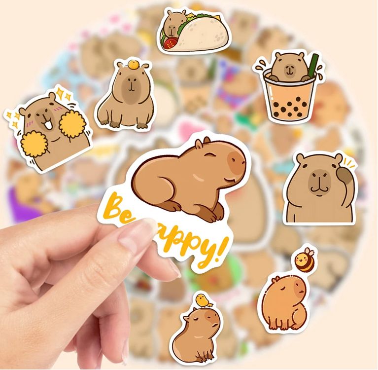 50 Stk. Sticker/Aufkleber - Niedliches Capybara-Tier (Neu und ...