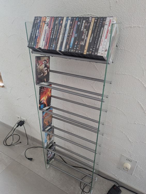Glas/ Edelstahl DVD / CD Gestell 192 (Neu (gemäss Beschreibung)) in ...