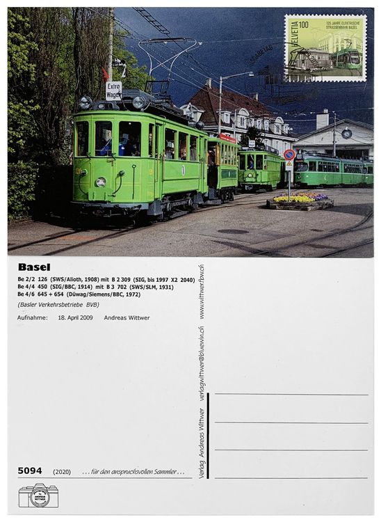 Basel Tram BVB Maximumkarte Ersttag Briefmarke 125 Jahre BVB (Neu (gemäss Beschreibung)) in Bern ...