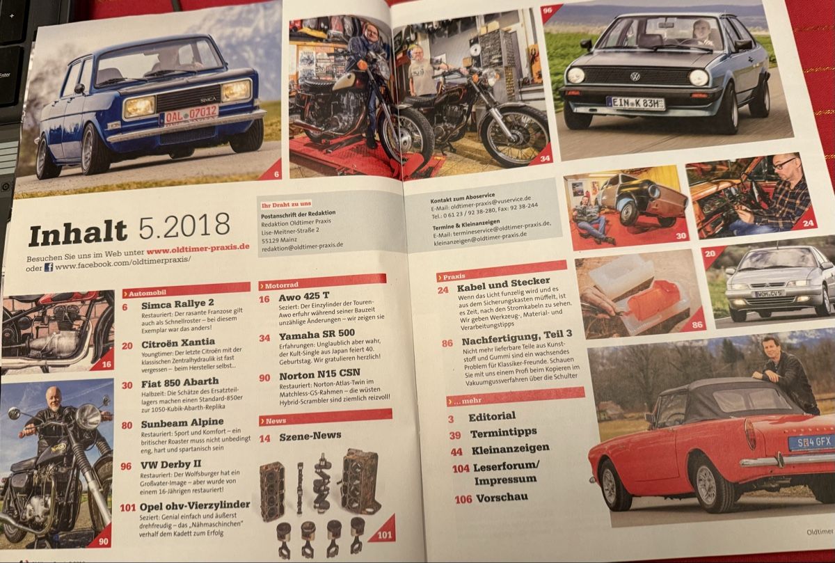 Oldtimer Praxis 5/2018/Simca Rally2/Sunbeam Alpine/Xantia (Gebraucht ...