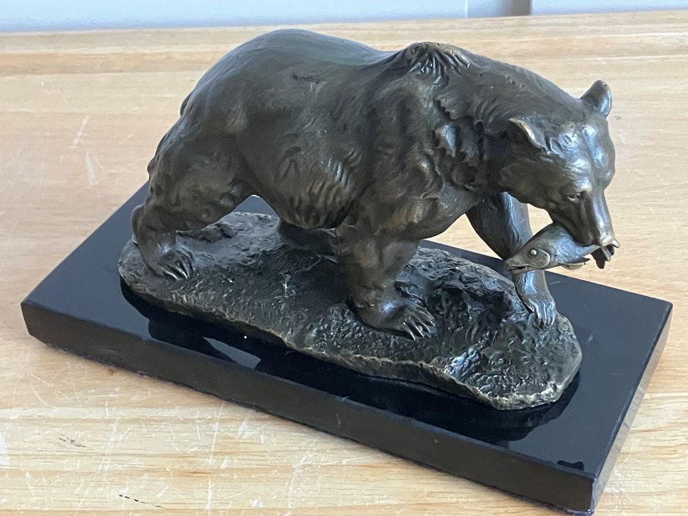 Bronze Bär Skulptur auf Marmor -von J.B.Deposee (Neu (gemäss ...