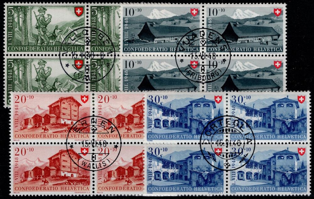 Pro Patria 1948, Viererblockserie Orts-ET, 125.- (Gebraucht) in Horw für CHF 15 – mit Lieferung ...
