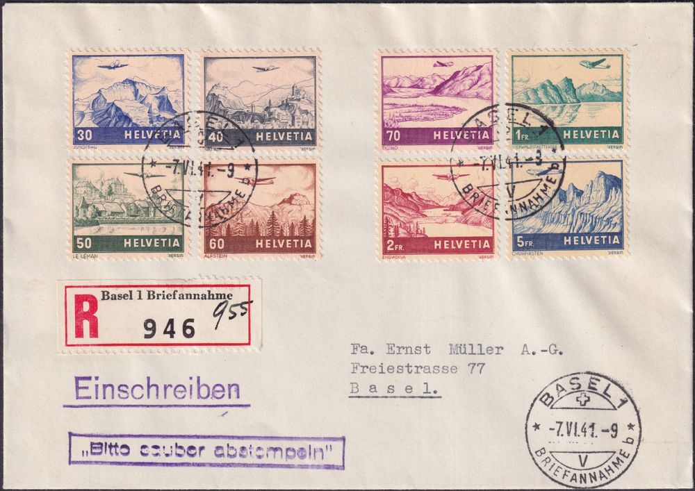 1941, F27-F34 von Basel auf sauberem Satzbrief, Kat: 50.-+ (Gebraucht ...