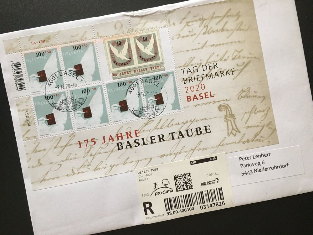 Klbg 175 Jahre Basler Taube mit 2er Steg aus Bl.No 12 unikat (Gebraucht) in Niederrohrdorf für ...