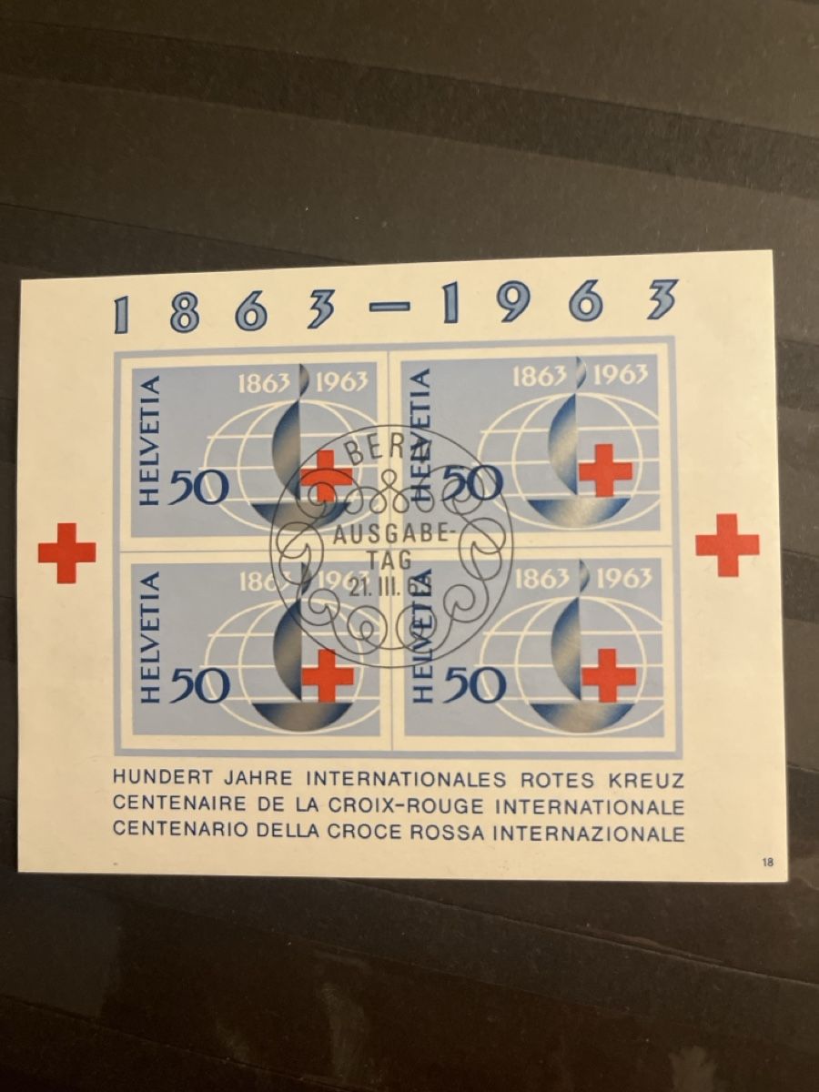 Briefmarken-Block 100 Jahre Rotes Kreuz 1963 (Gebraucht) in Root für ...