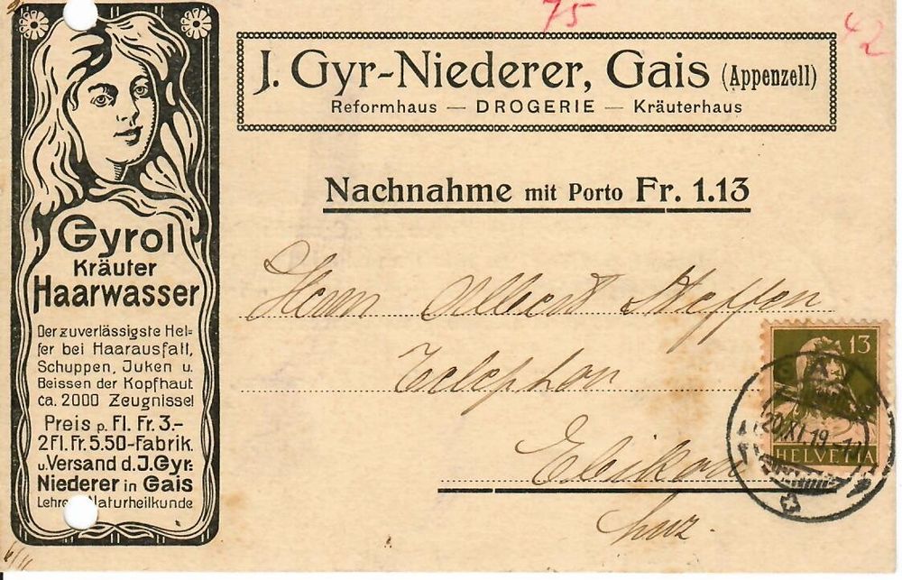PK, Gyrol Kräuter Haarwasser Gyr - Niederer Gais 1919 (Gebraucht) in ...