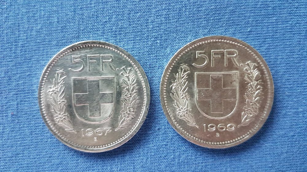 2 x 5 Franken Silbermünzen 60ger Jahre ab nur 1 Franken!! | Kaufen auf Ricardo