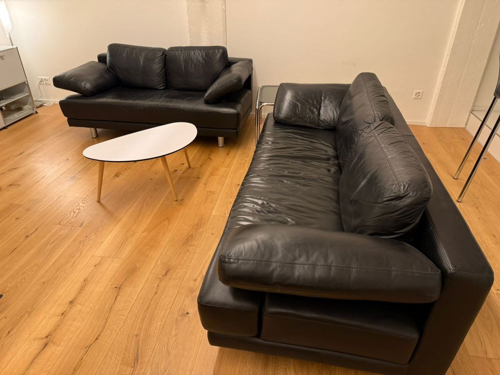 Original Rolf Benz 2er & 3er Ledersofa schwarz, gut erhalten | Kaufen auf Ricardo