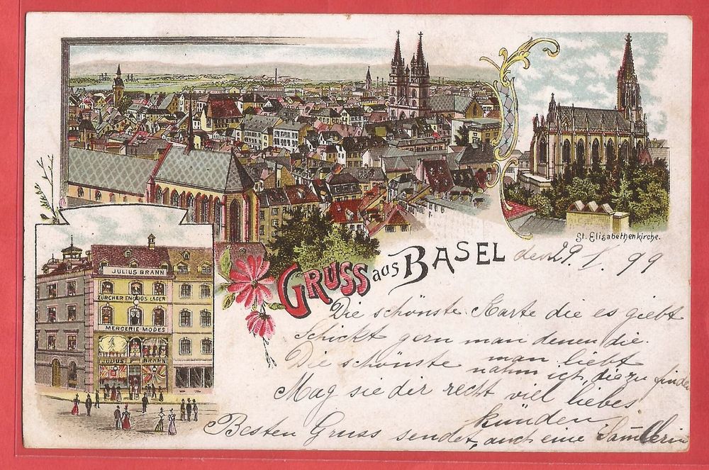 Basel mit Kaufhaus Julius Brann - Litho 1899 (Gebraucht) in Fislisbach für CHF 5 – mit Lieferung ...