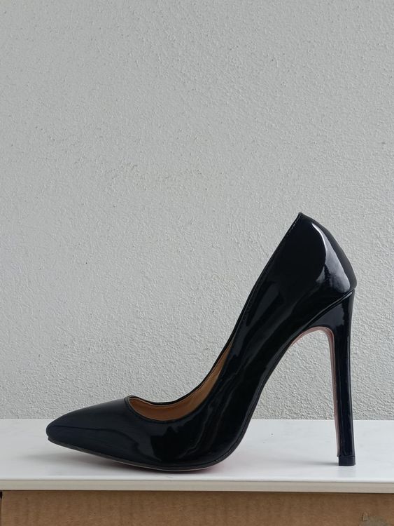 Escarpins 369Cat 36 talon 12cm simili-cuir noir verni (Neu und ...