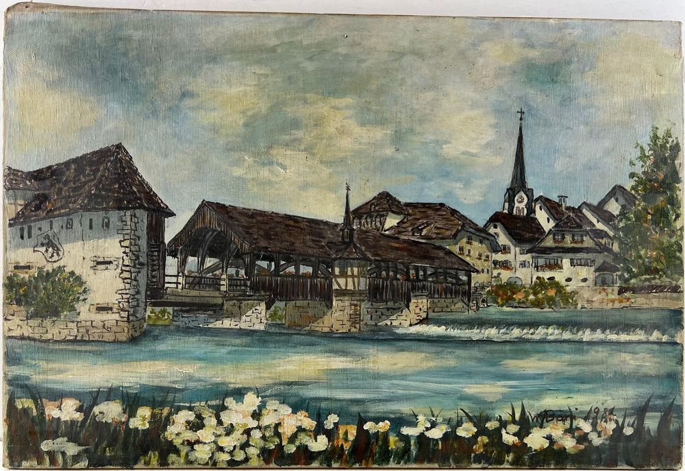 Stadt Ansicht Gemälde Signiert (Gebraucht) in Neuhausen am Rheinfall für CHF 10 – mit Lieferung ...