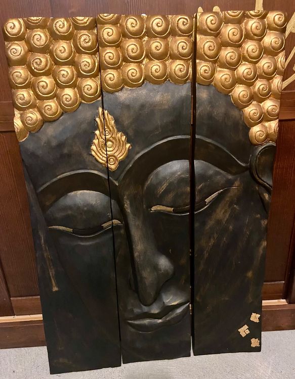Super Buddha Holz Bild geschnitzt aus Palmholz 62x92cm (Gebraucht) in ...
