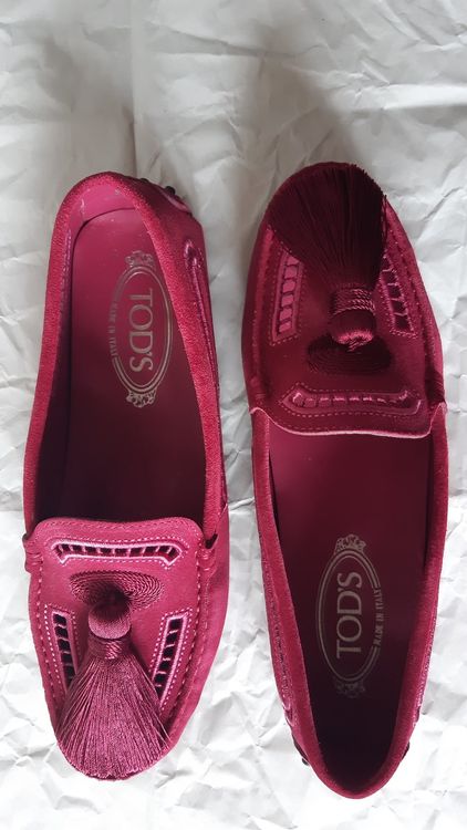TOD'S Schuhe Kalbswildleder mit Lochmuster und Quaste Gr. 39 (Gebraucht ...