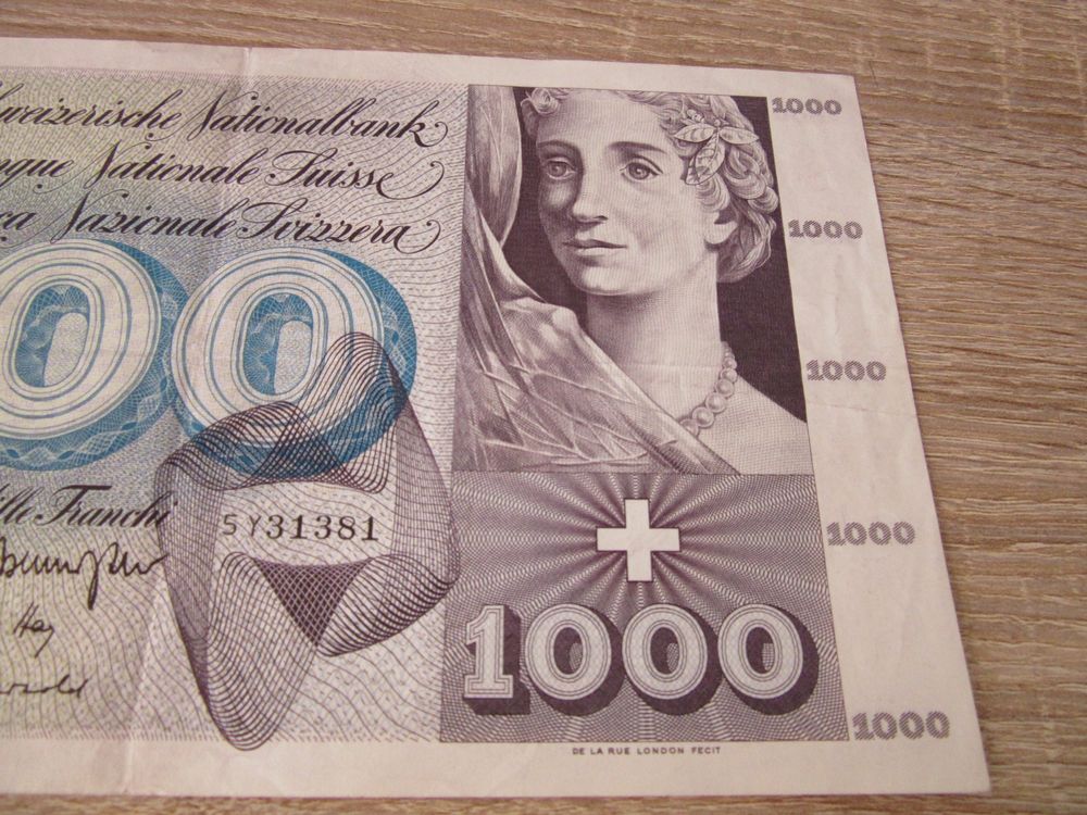 SCHWEIZ BANKNOTEN 1000 CHF 1972 | Kaufen auf Ricardo