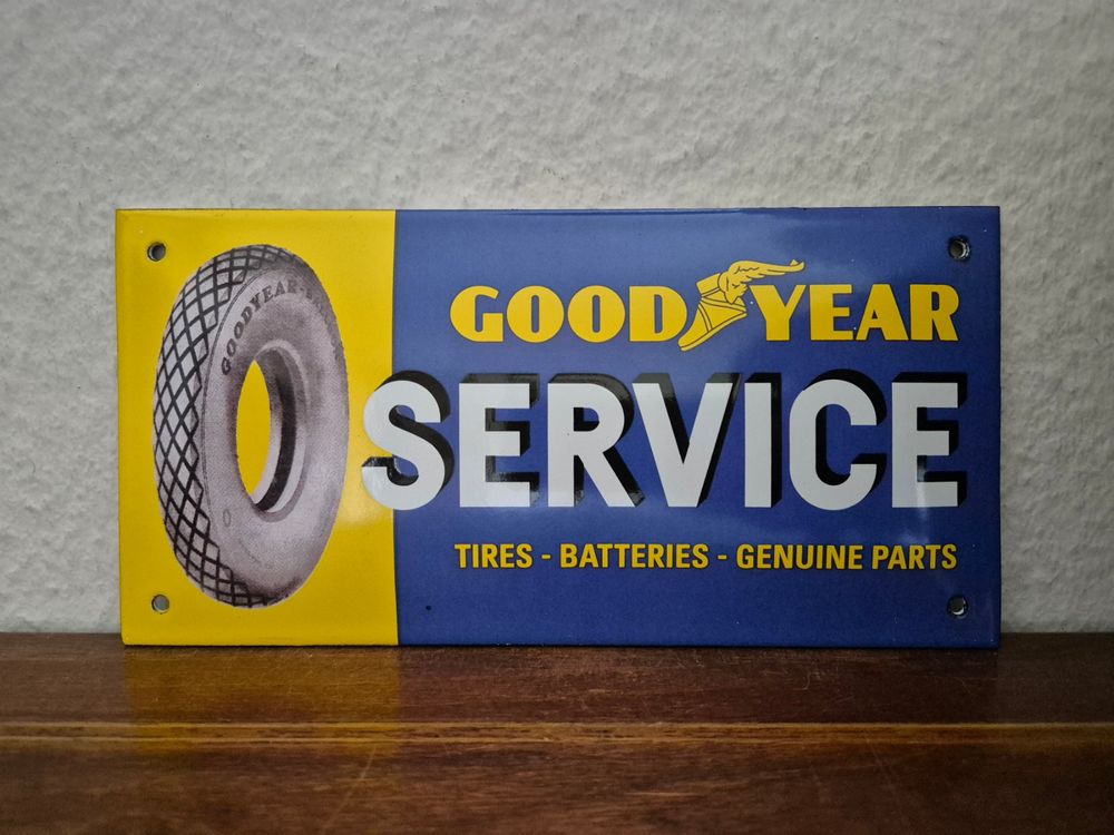 Emailschild Goodyear Reifen Service Werkstatt Emaille Schild (Neu ...