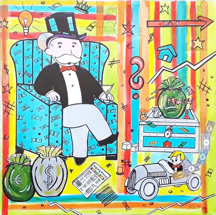 Gemälde Pop Monopoly Man Künstlerin: Manuela Reitz (Neu und ...