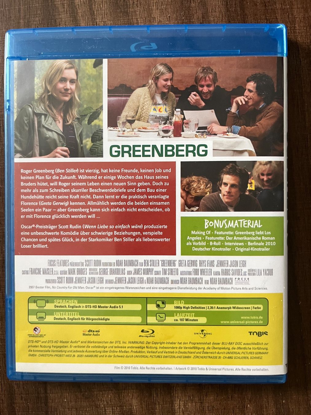 Ben Stiller ist GREENBERG (2010) Blu-ray (Neu (gemäss Beschreibung)) in ...
