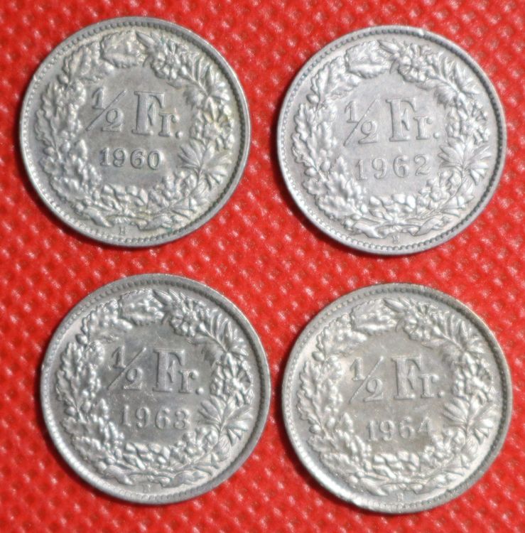 50 Rp. Lot Silbermünzen 1960, 1962, 1963, 1964 (A042) | Kaufen auf Ricardo