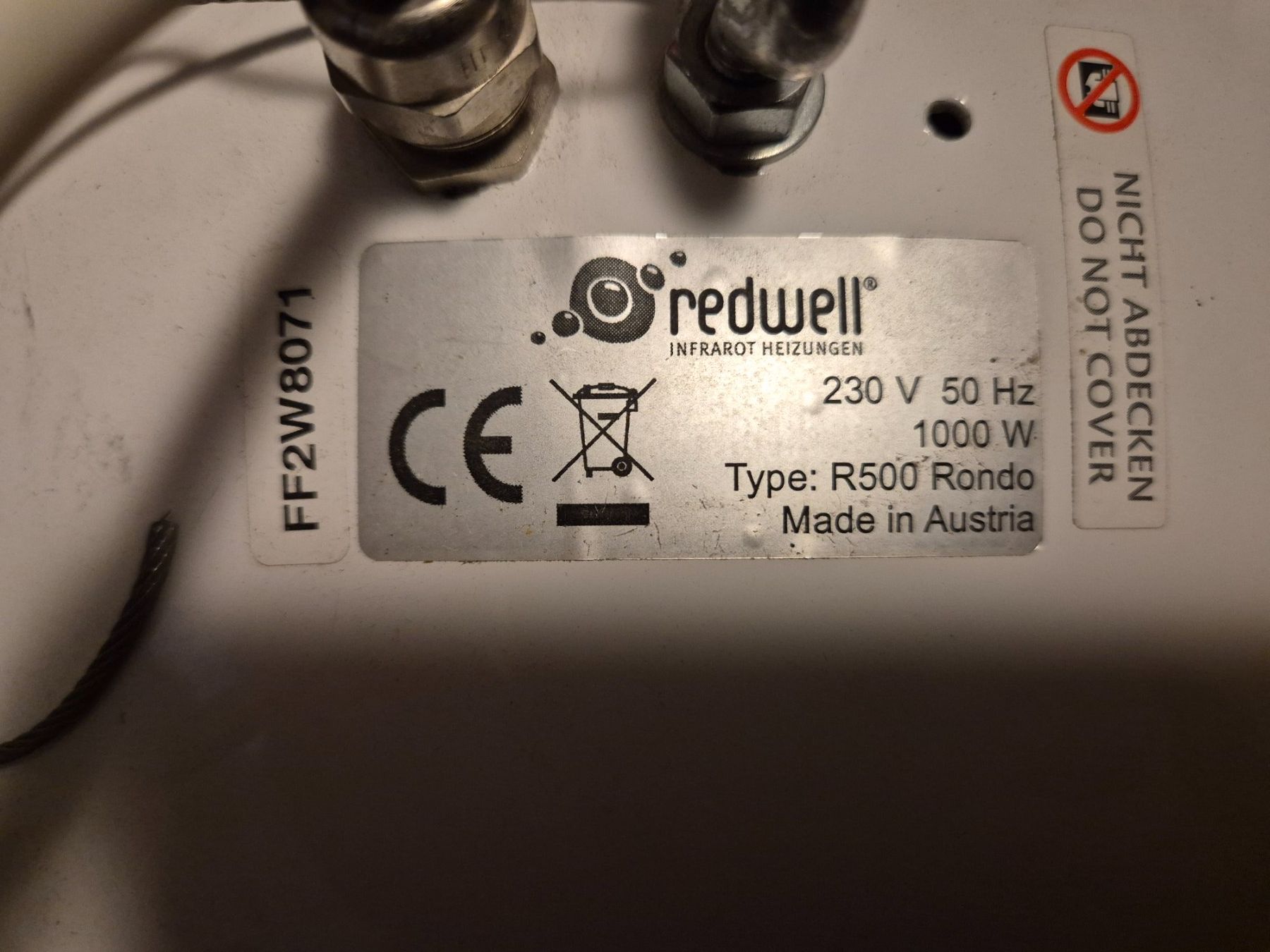 Redwell "Rondo R500" Infrarot Heizung (Gebraucht) in Lobsigen für CHF ...