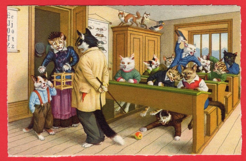 Katzenkarte Max Künzli (4670) "In der Schule" (Gebraucht) in Zürich für ...