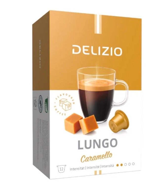 4 Pack Delizio LUNGO CARAMELLO (48 Kapseln) (Neu (gemäss Beschreibung ...