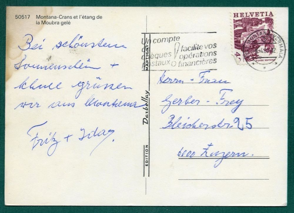 Crans-Montana et l'étang de la Moubra gelé, 1980 (Gebraucht) in Sargans ...