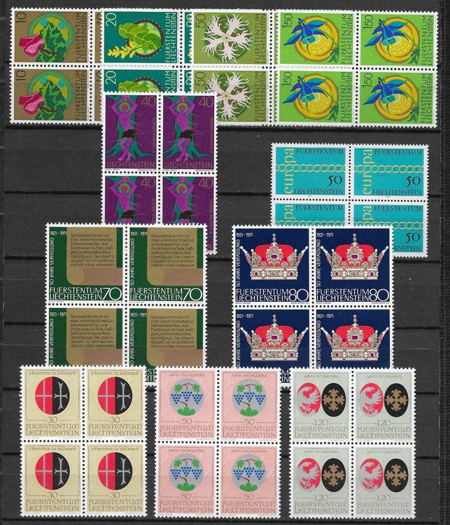 Aus 1971: Liechtenstein 11 Viererblocks ab No 476 ** | Kaufen auf Ricardo