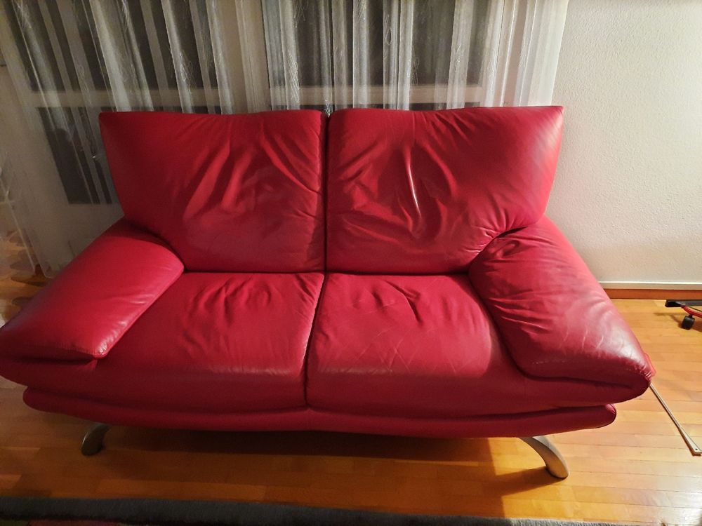 Sofa, Leder rot | Kaufen auf Ricardo